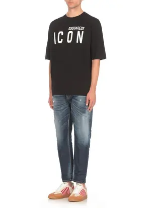Dsquared2 Icon Logo Printed Crewneck T-shirt - Black