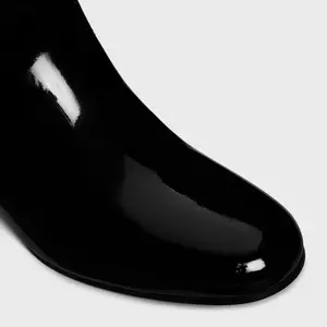 Celine Les Bottes Triomphe High Boot In Patent Calfskin - Black