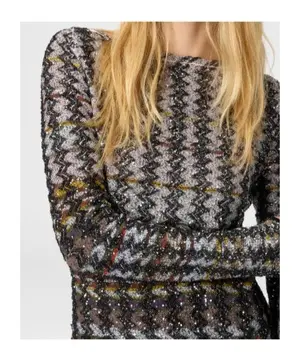 Missoni Long Sleeve Sequin Embellished Crewneck Mini Dress