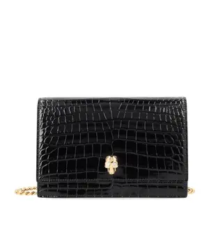 Alexander McQueen Small Skull Embossed Shoulder Bag - Black