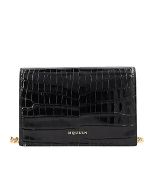 Alexander McQueen Small Skull Embossed Shoulder Bag - Black