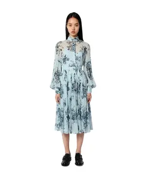 Erdem Pleated Mid-length Skirt With Rose Prints