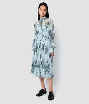 Erdem Pleated Mid-length Skirt With Rose Prints
