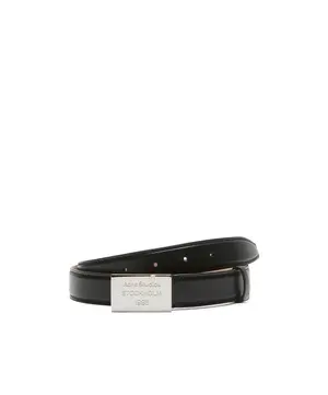 Acne Studios Logo Engraved Leather Belt - Black
