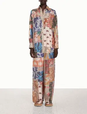 Zimmermann Devi Patchwork Wide-leg Trousers