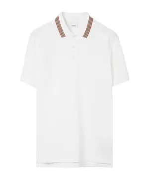 Burberry Logo Embroidered Short Sleeved Polo Shirt - White