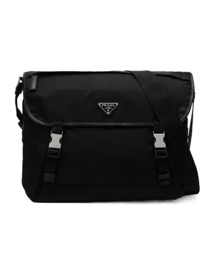 Prada Re-nylon Crossbody Bag With Triangle Logo - Black