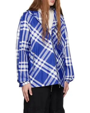 Burberry Checked Hooded Zip-up Jacket