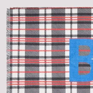 Balenciaga Logo Print Check Scarf
