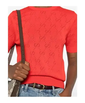 Gucci Short-sleeved Jumper With Gg Motif