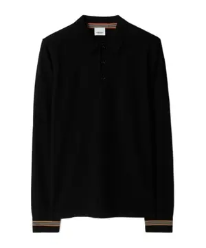 Burberry Long-sleeve Wool Polo Shirt - Black