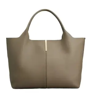 TOD'S Calfskin Leather Shopper Bag - Brown