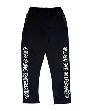 Chrome Hearts Elastic Waist Casual Pants With Button Detailing - Black