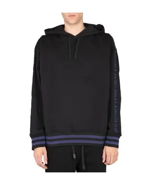 Versace Logo Tape Drawstring Hoodie