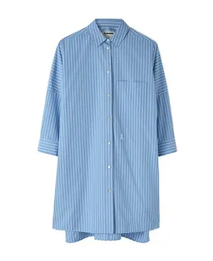 JIL SANDER Striped Button-up Shirt Dress - Blue