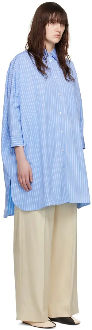 JIL SANDER Striped Button-up Shirt Dress - Blue