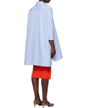 JIL SANDER Striped Button-up Shirt Dress - Blue