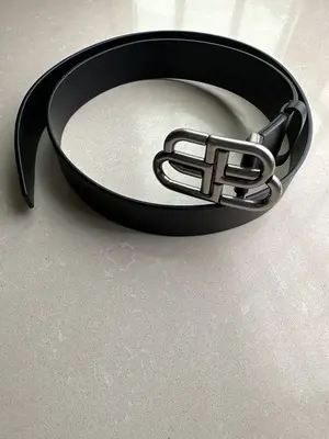 Balenciaga Bb Logo Belt With Silver Buckle