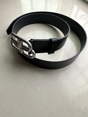 Balenciaga Bb Logo Belt With Silver Buckle