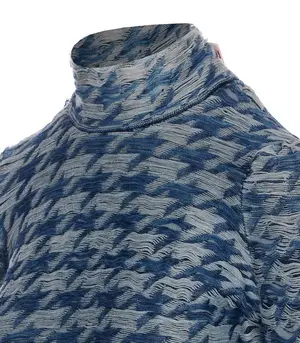 DIESEL® Houndstooth Patterned Turtleneck Sweater