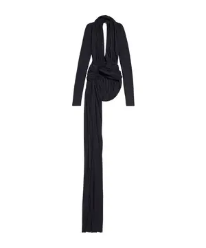 Balenciaga Asymmetrical Open-back Draped Dress - Black
