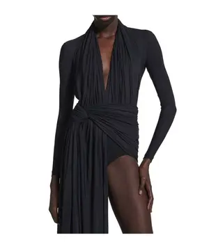 Balenciaga Asymmetrical Open-back Draped Dress