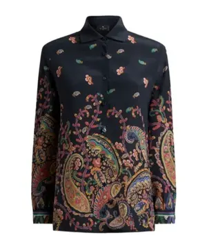 Etro Floral Paisley Printed Long Sleeve Shirt - Blue