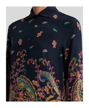 Etro Floral Paisley Printed Long Sleeve Shirt - Blue