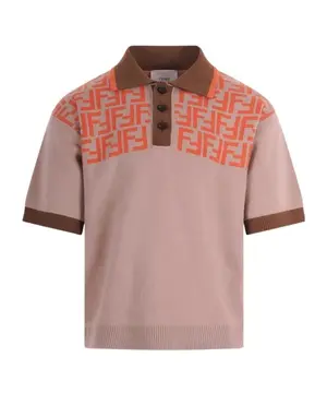 Fendi Ff-motif Knit Polo Shirt