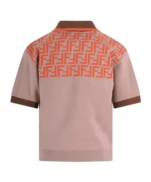 Fendi Ff-motif Knit Polo Shirt