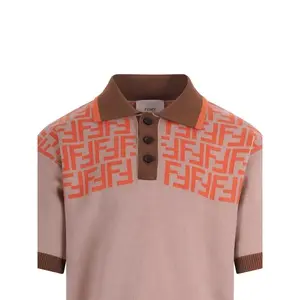 Fendi Ff-motif Knit Polo Shirt