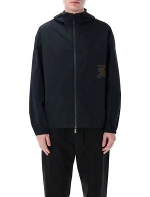 Burberry Logo Detailed Hooded Zip-up Jacket