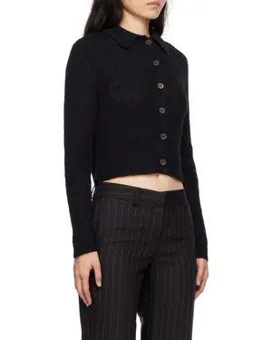 Our Legacy Mazzy Long Sleeved Ribbed-knit Cardigan - Black