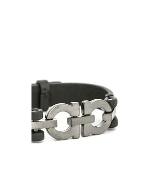 FERRAGAMO Gancini Logo Bracelet - Dark Brown