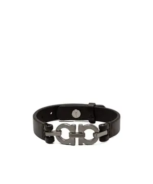 FERRAGAMO Double Gancini Bracelet - Dark Brown