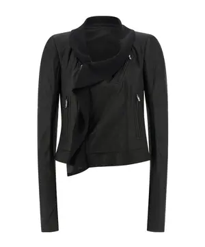 Rick Owens Asymmetrical Zip Biker Jacket With Embellishments - Black