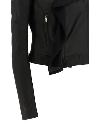 Rick Owens Asymmetrical Zip Biker Jacket With Embellishments - Black