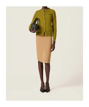 Miu Miu Slit Midi Skirt - Biscuit