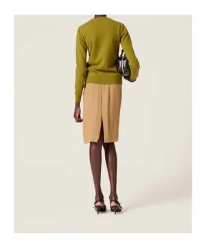Miu Miu Slit Midi Skirt - Biscuit