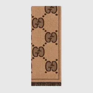 Gucci Gg Jacquard Scarf - Brown