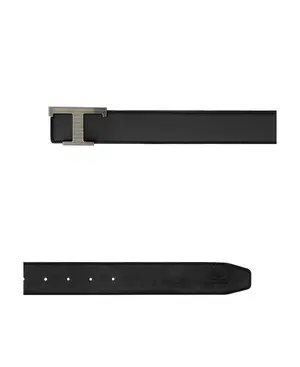 TOD'S Logo Buckle Leather Belt - Black
