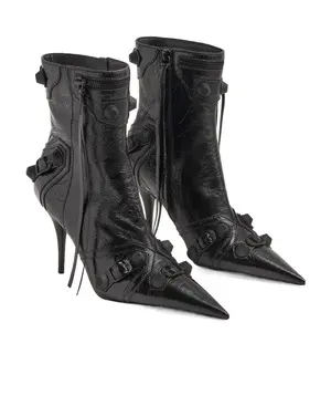 Balenciaga Cagole Pointed-toe Boots - Black