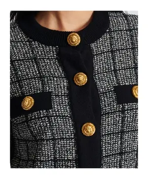 Balmain Light Tweed Cardigan With Lion Head Buttons