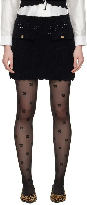 GANNI Crochet Mini Skirt With Gold Button Detail