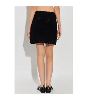 GANNI Crochet Mini Skirt With Gold Button Detail
