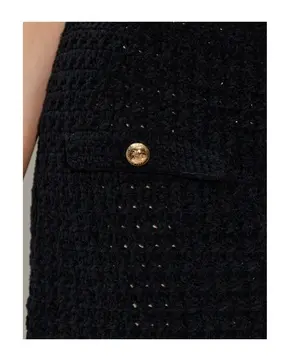 GANNI Crochet Mini Skirt With Gold Button Detail