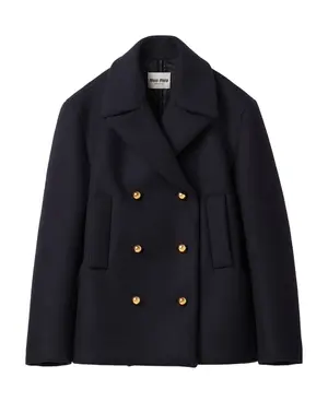 Miu Miu Double-breasted Peacoat Jacket - Blue