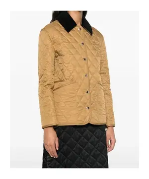 Burberry Quilted Jacket With Corduroy Collar - Camel