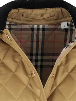 Burberry Quilted Jacket With Corduroy Collar - Camel