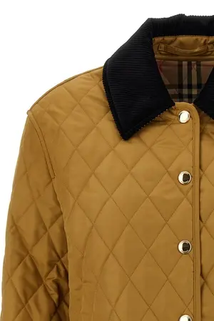 Burberry Quilted Jacket With Corduroy Collar - Camel